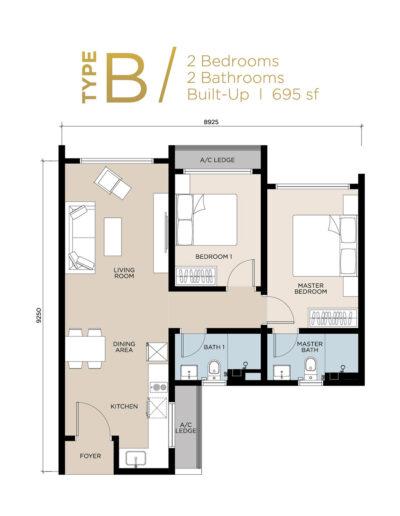 Skyline-Kuchai-Type-B-Unit-Floor-Plan | New Development | KL | Selangor